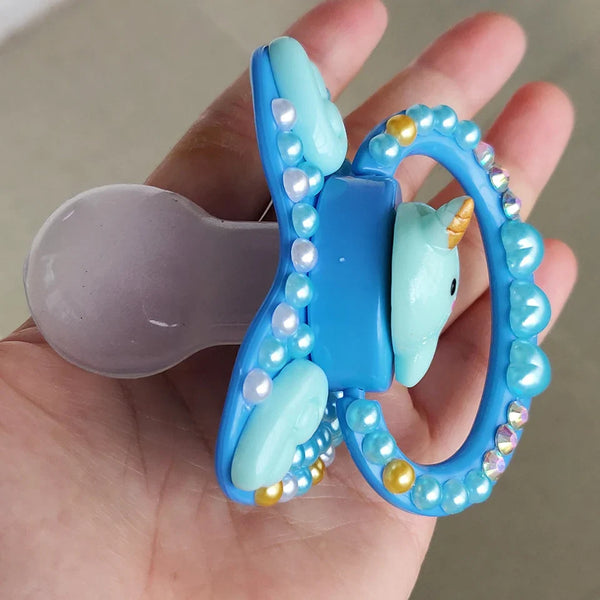 Blue Baby Narwhal Whale Deco Adult Pacifier – DDLG Playground