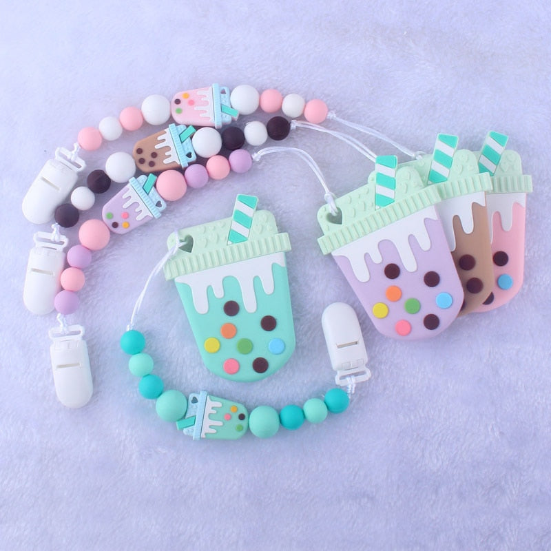 Bubble Tea Pacifier Clip & Teether Pastel Kawaii Boba – DDLG Playground