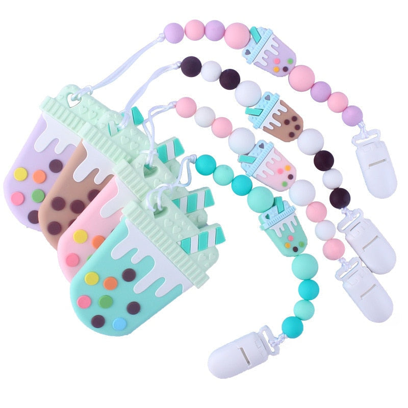 Bubble Tea Pacifier Clip & Teether Pastel Kawaii Boba – DDLG Playground
