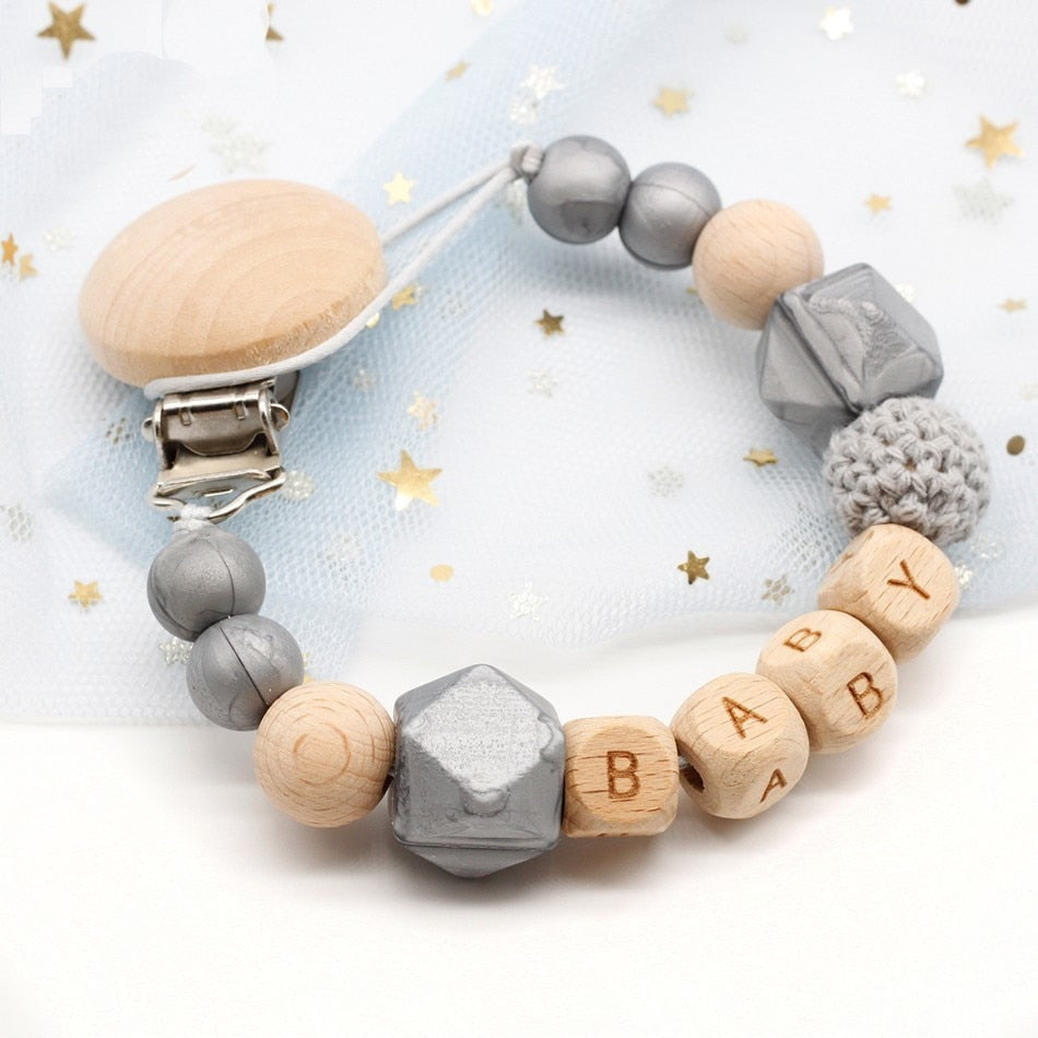 Wood Bead Adult Pacifier Clip Customized – DDLG Playground