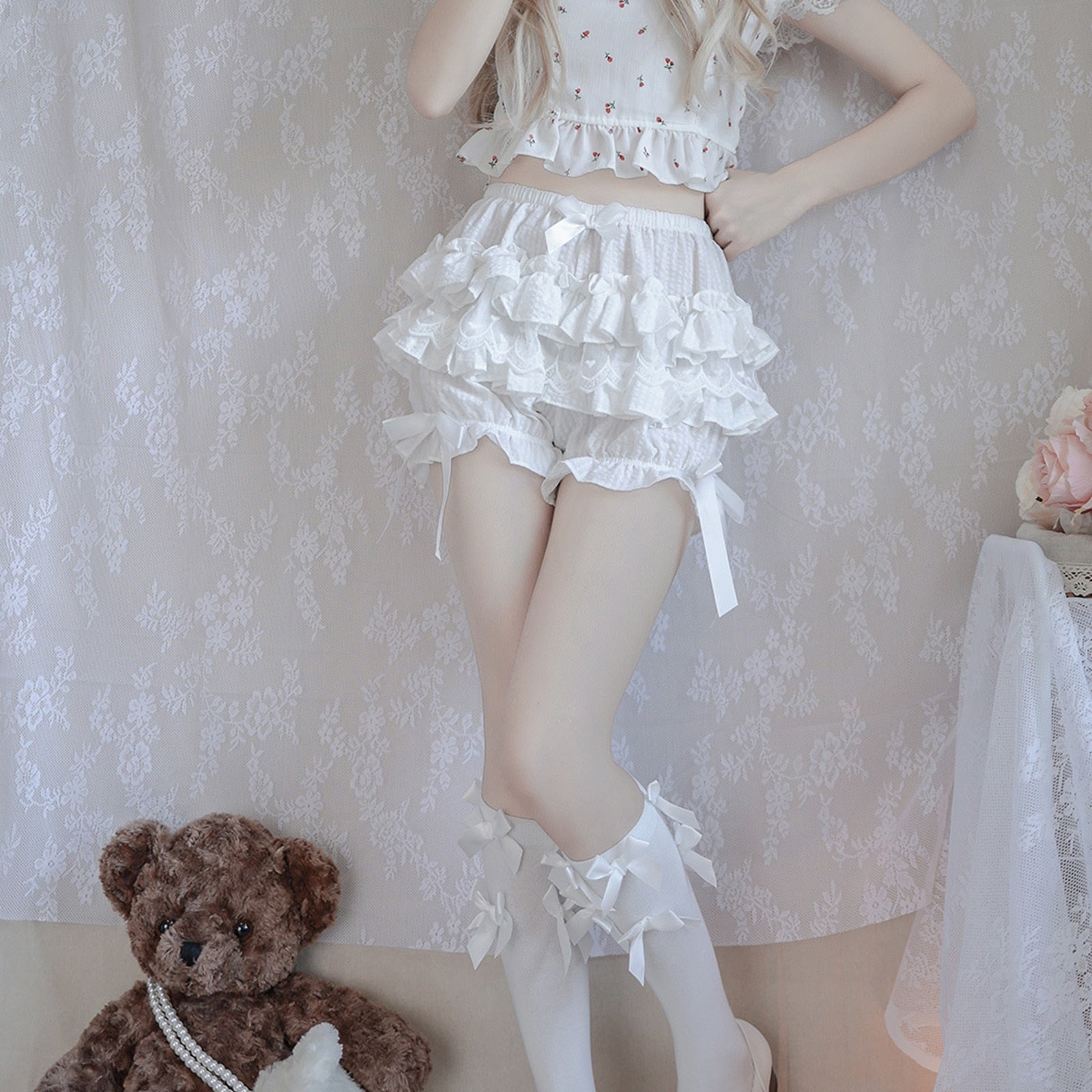Frilly Lace Lolita Bloomers Shorts Kawaii Cute – DDLG Playground