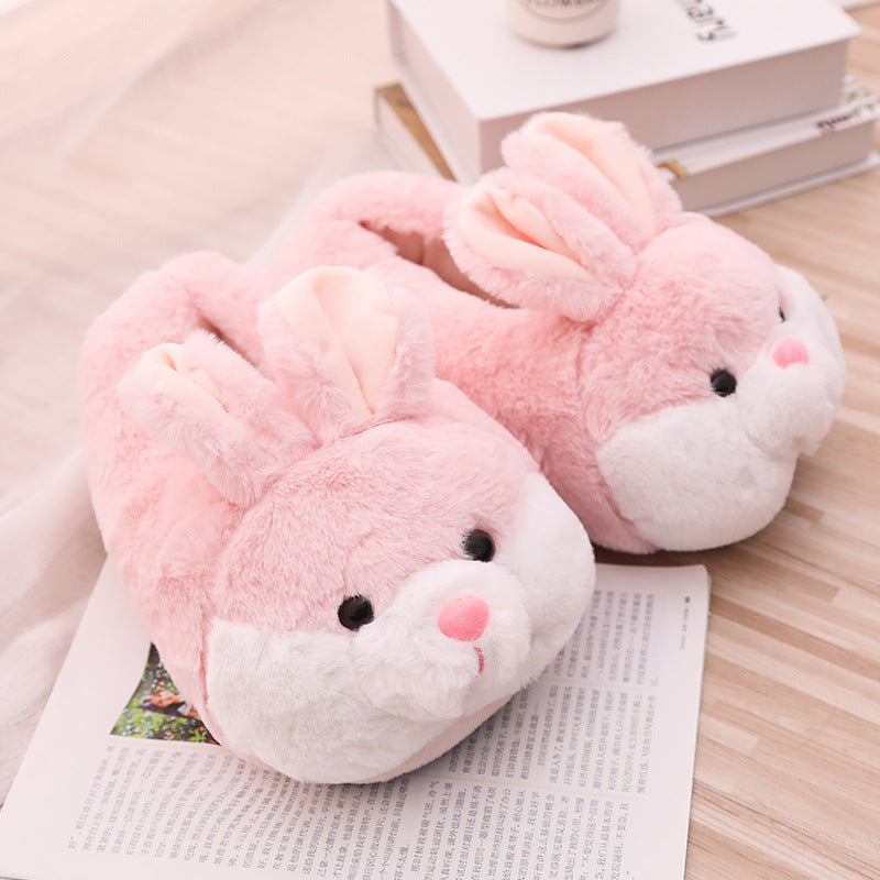 Pink Furry Bunny Slippers House Shoes Fuzzy Warm – DDLG Playground