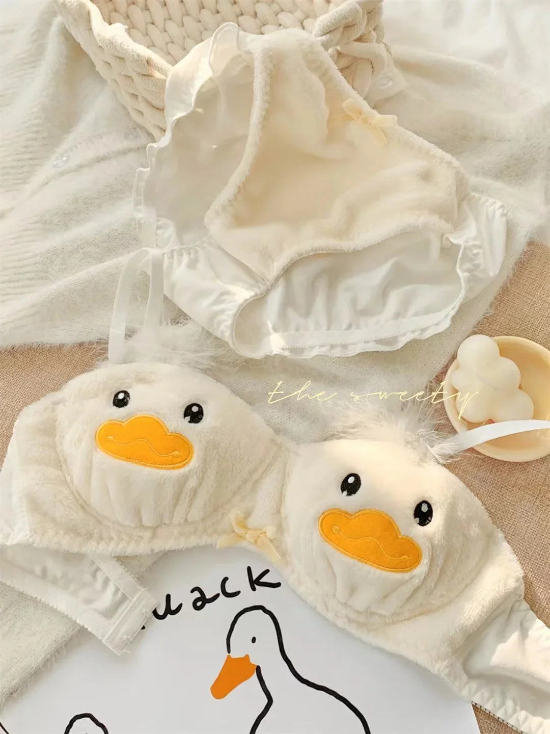 Kawaii White Gentle Ducky Lingerie Set Fuzzy Intimate Apparel – DDLG ...