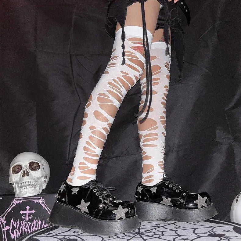 Gothic Ripped & Destroyed Pantyhose Nylon Stockings – DDLG Playground