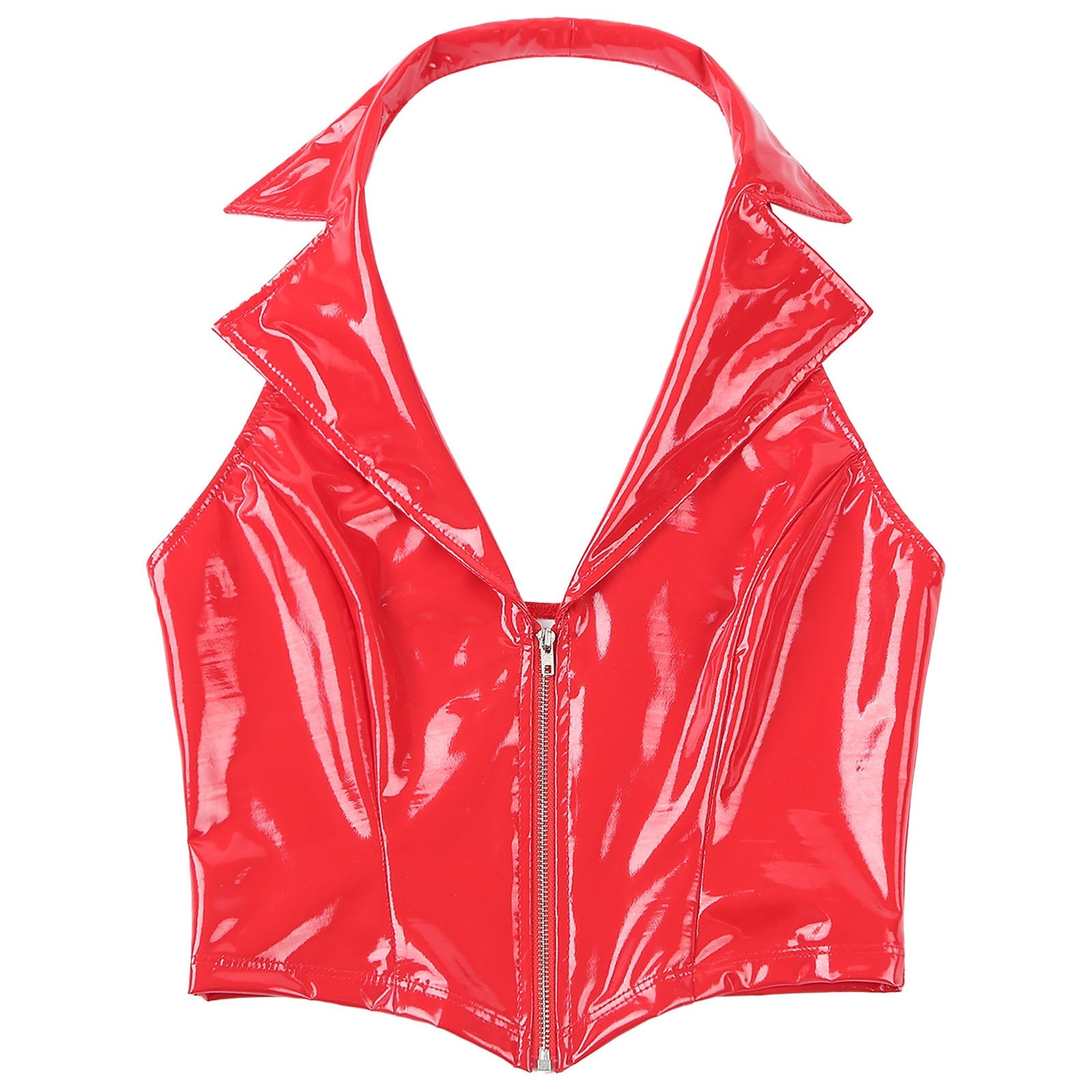 Kawaii Zip-Up Candy Pink Latex Vest Crop Top – DDLG Playground