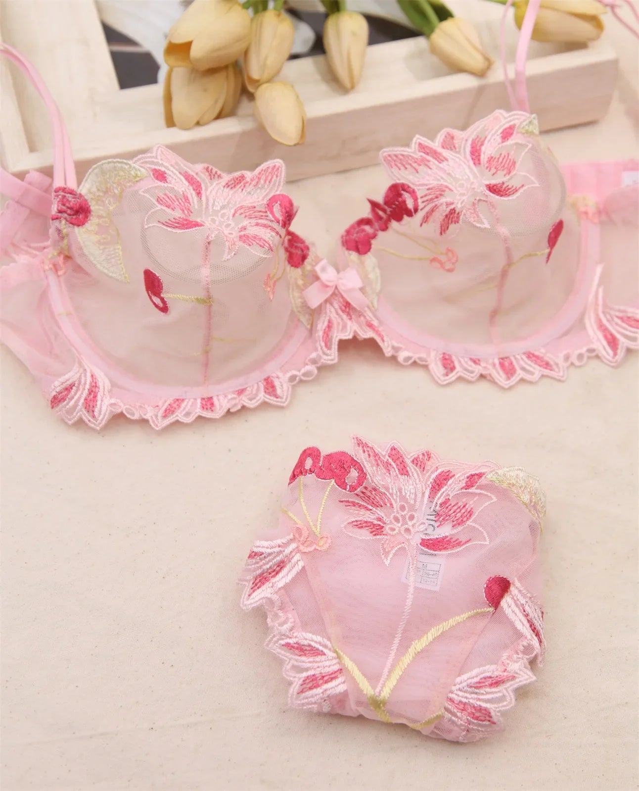 Little Cherry Lingerie Set Panties Bra Ruffles Lace – DDLG Playground
