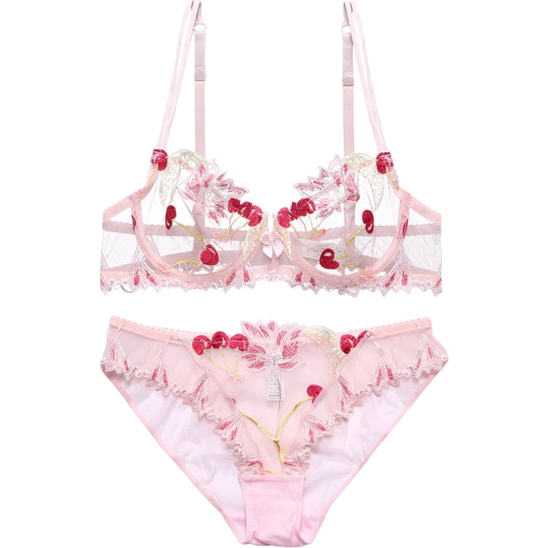 Little Cherry Lingerie Set Panties Bra Ruffles Lace – DDLG Playground