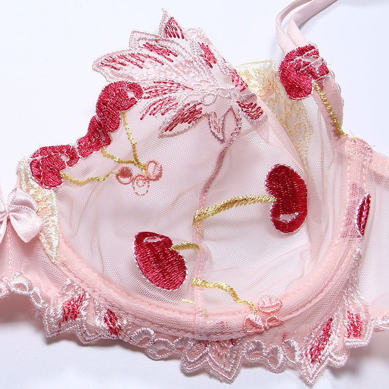 Little Cherry Lingerie Set Panties Bra Ruffles Lace – DDLG Playground