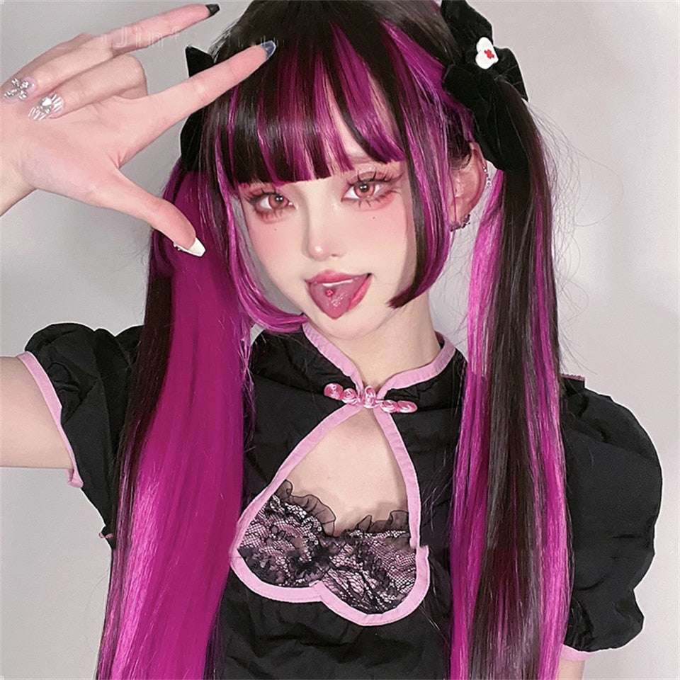 Pastel Goth Purple Black Cosplay Draculaura Wig – DDLG Playground