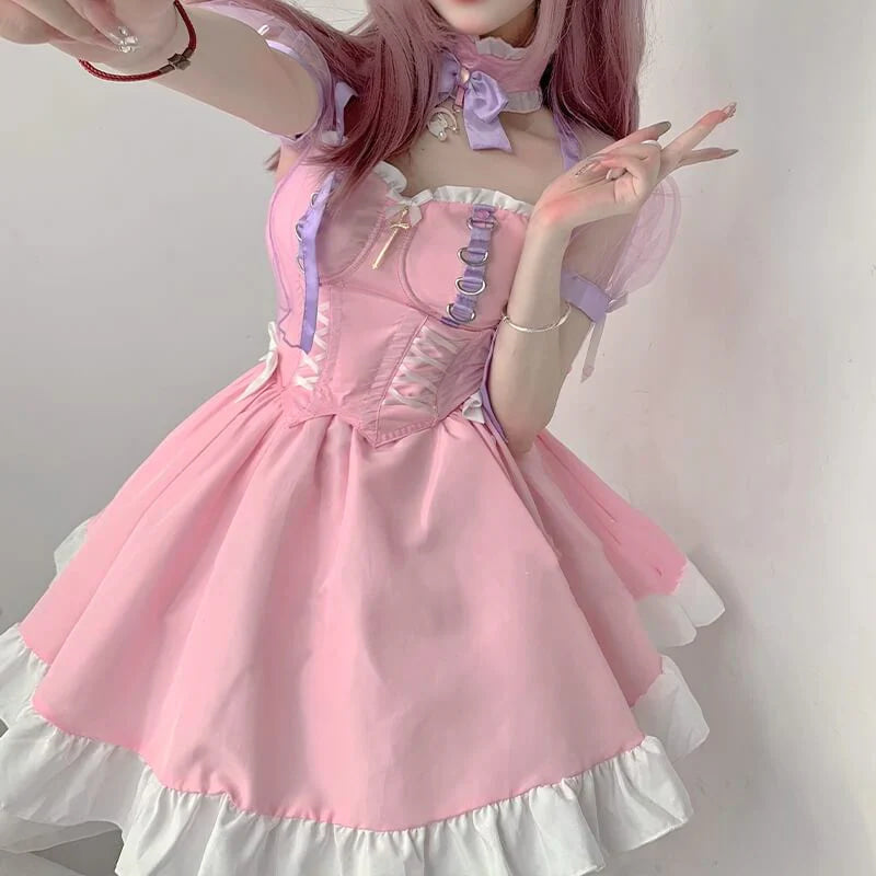 Pink Princess Dress KawaiI Cosplay Maid Lolita – DDLG Playground