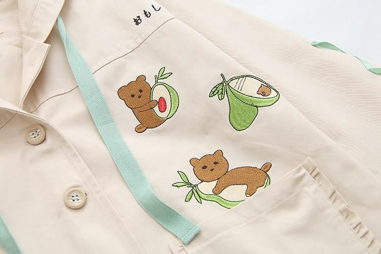 Avocado Teddy Bear Spring Jacket Mori Girl Cute Coat Kawaii – DDLG ...