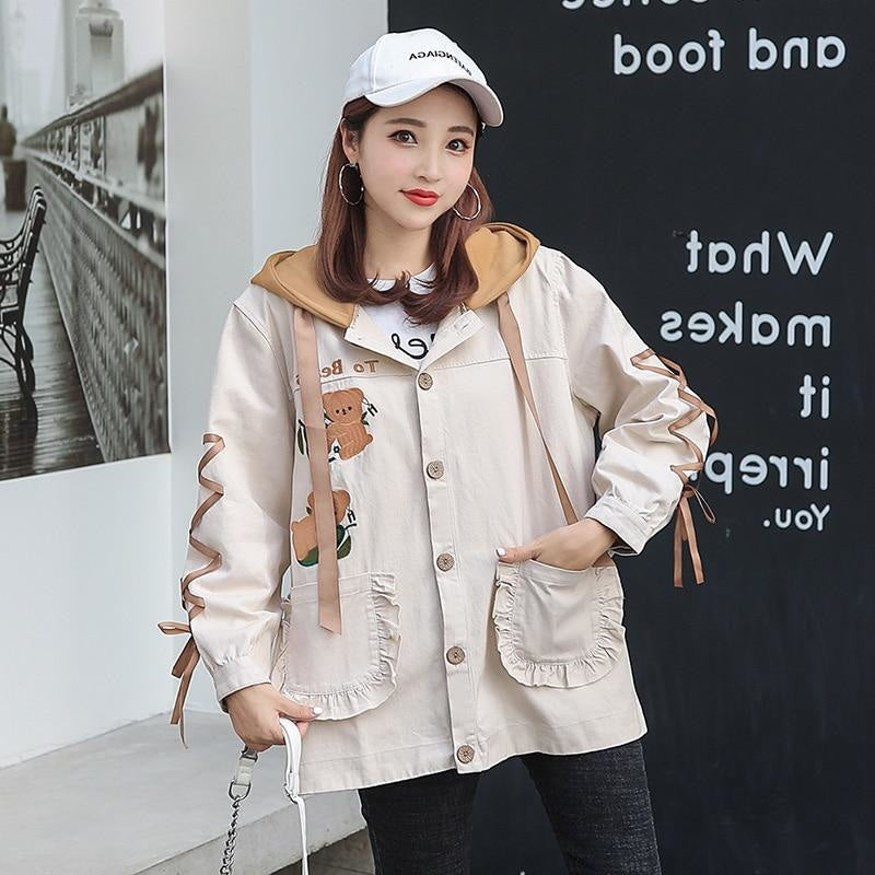 Avocado Teddy Bear Spring Jacket Mori Girl Cute Coat Kawaii – DDLG ...