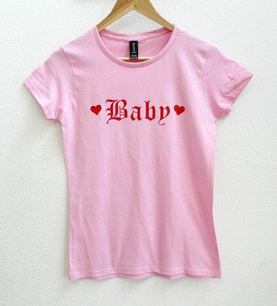 Pink Baby Tee T-shirt Babydoll Pink Y2K 90s Short Sleeve Shirt – DDLG ...