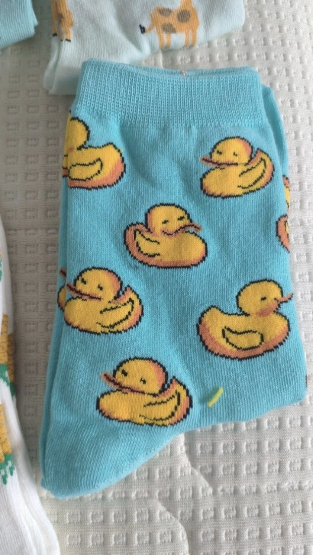 Blue Baby Duck Socks Rubber Ducky Cotton Print Kawaii – DDLG Playground