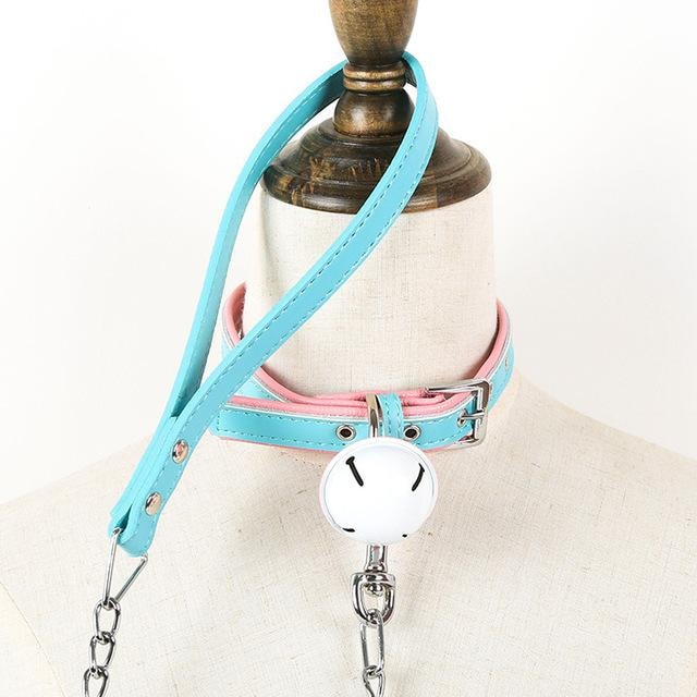 Candy Colored Pastel Bell Leash Collar Bubblegum Blue Pink Choker ...