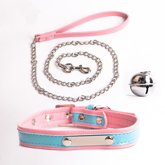 Candy Colored Pastel Bell Leash Collar Bubblegum Blue Pink Choker ...
