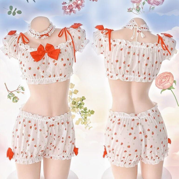 Country Strawberry Outfit Farm Girl Lingerie Kawaii Ddlg Playground