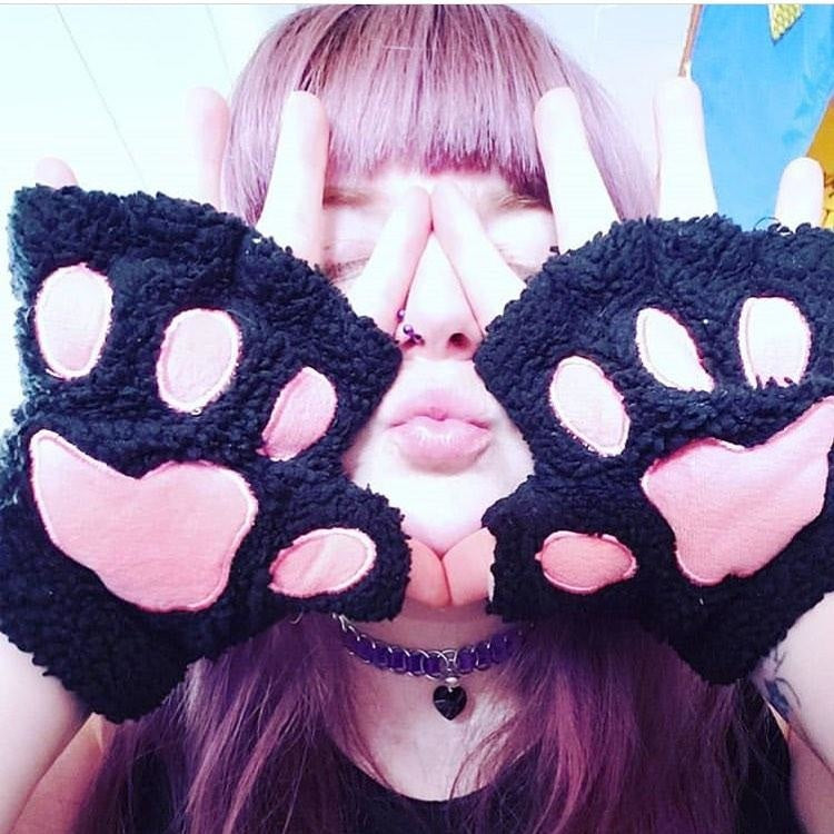 Furry Neko Cat Mittens Gloves Kawaii Kitten – DDLG Playground