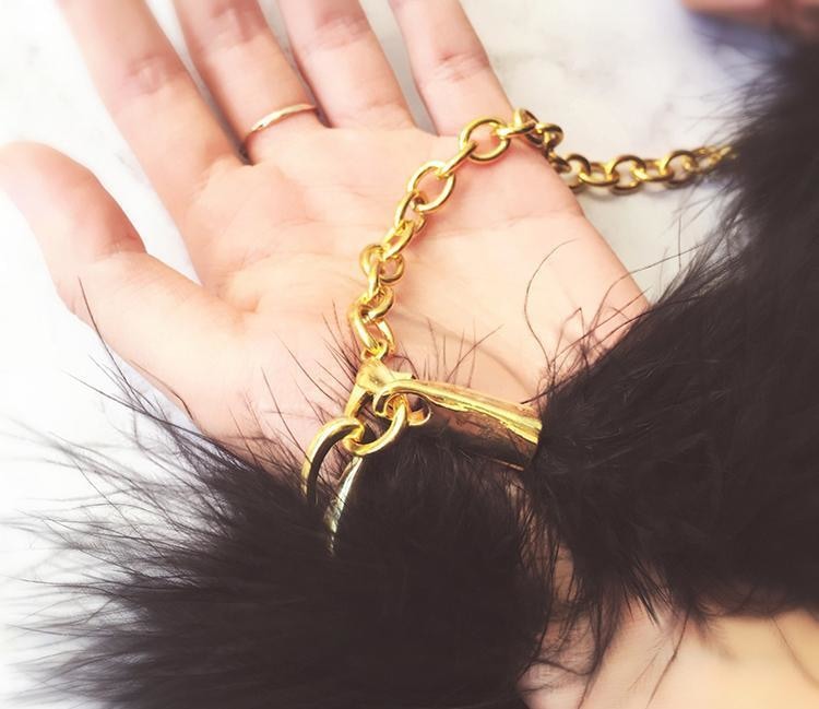 Fuzzy Black HandCuffs Furry Cosplay Costume Accessory Wrist bands ...