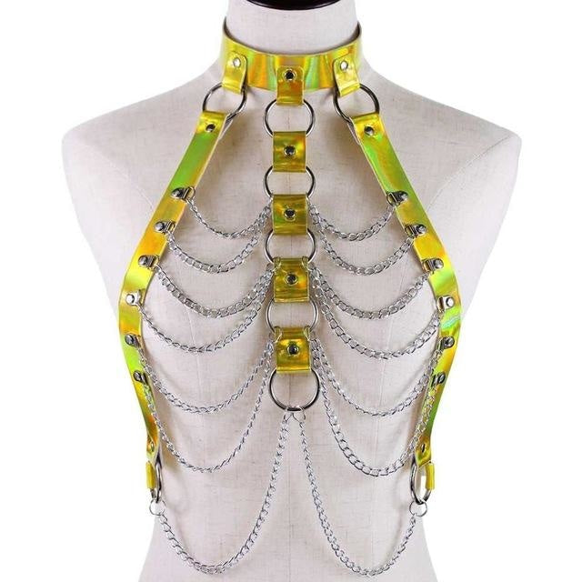 Holographic Chain Body Chest Harness Gothic Shiny – DDLG Playground