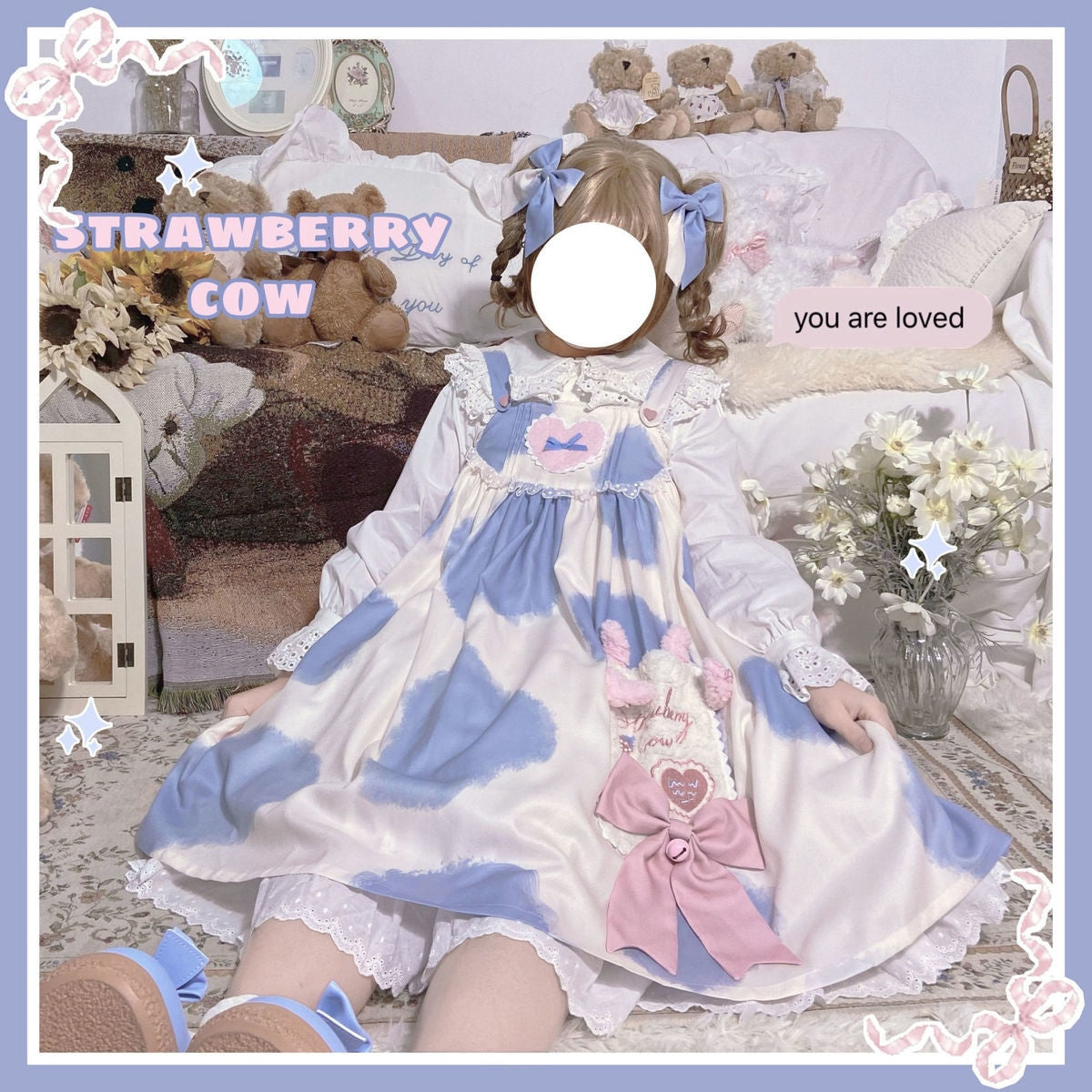 Milky Cow Sweet Lolita Dress Calf Cow Print JSK Cosplay – DDLG Playground