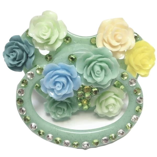 Mint Green Flower Deco Adult Pacifier Custom – DDLG Playground