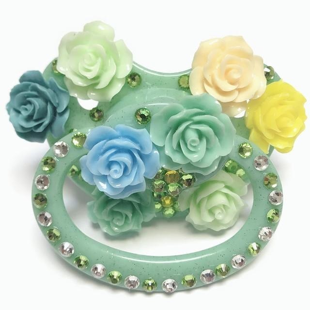 Mint Green Flower Deco Adult Pacifier Custom – DDLG Playground