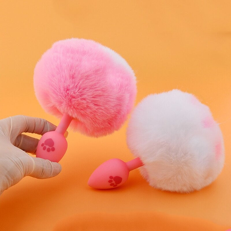 Paw Print Silicone Tail Plug Bunny Rabbit Tails – DDLG Playground