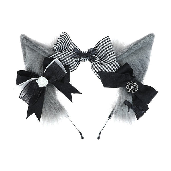 Plaid Fox Cat Ears Furry Headband Cosplay Lolita – DDLG Playground