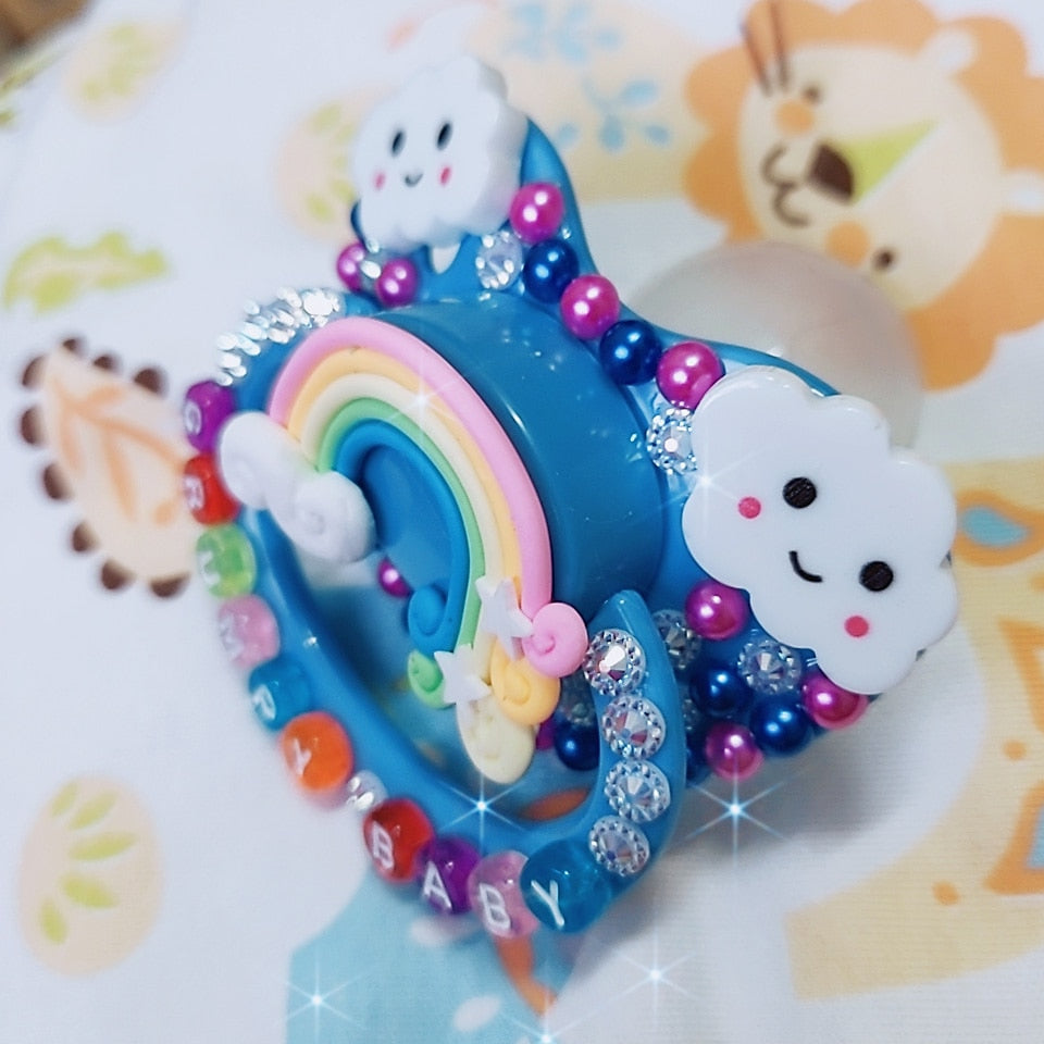 Blue Grumpy Baby Custom Pacifier Paci Rhinestones – DDLG Playground