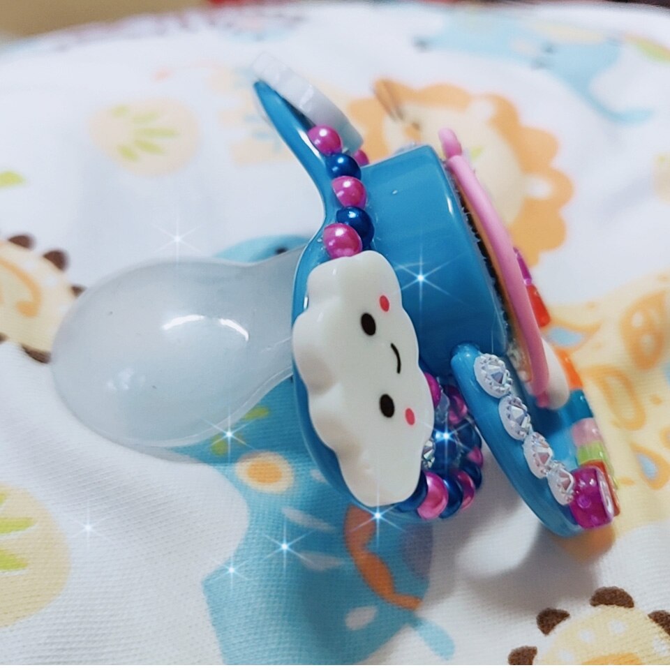 Blue Grumpy Baby Custom Pacifier Paci Rhinestones – DDLG Playground