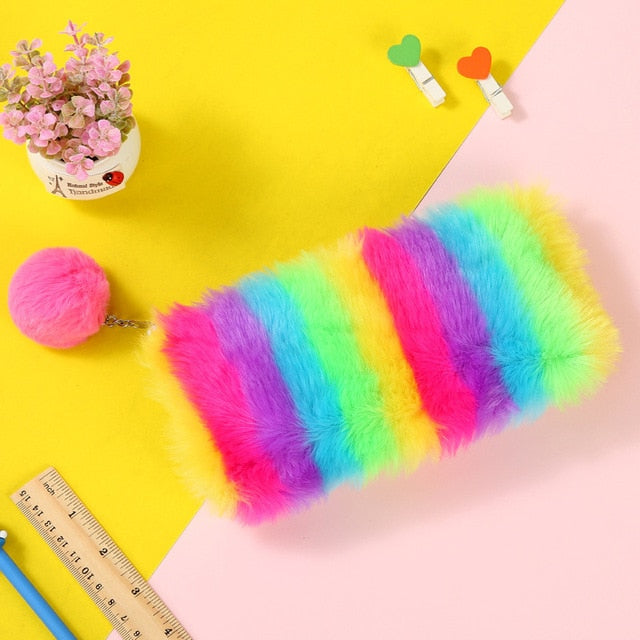 Cosmic Fur Storage Bag Pencil Case Makeup Bag Rainbow – DDLG Playground