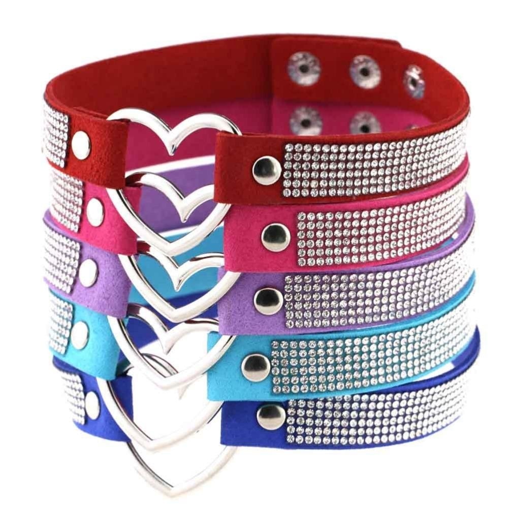 Rhinestone Heart Choker Diamond Studded – DDLG Playground