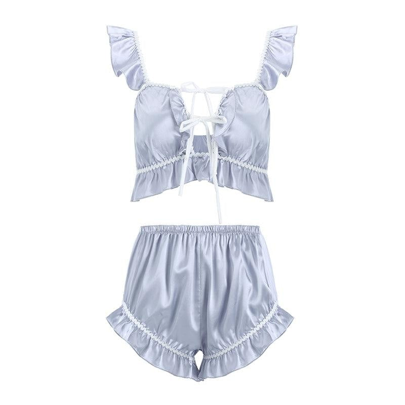 Satin Babydoll Sleep Set Lingerie Shorts Bloomers Silk – DDLG Playground