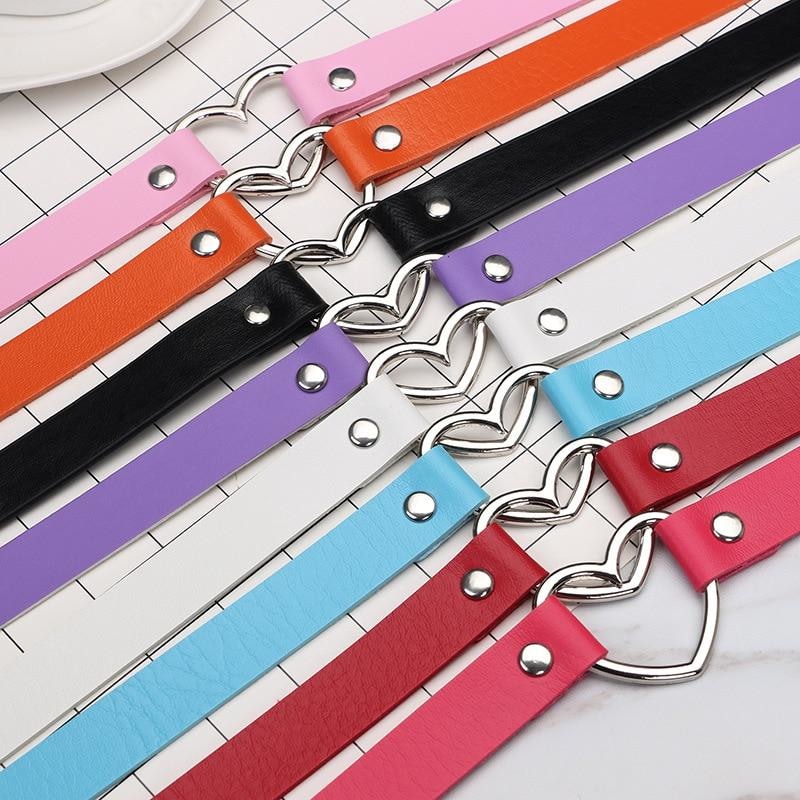Vegan Leather Heart Collar Choker Leash – DDLG Playground
